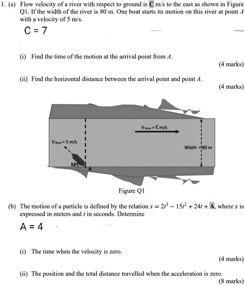1. (a) Flow velocity of a river with respect to ground is C m/s to the ...