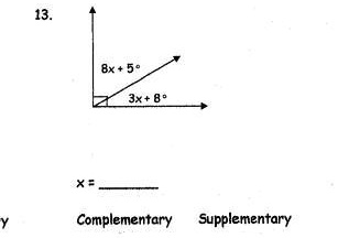 'Please solve for x. Then, circle whether each angle pair is ...