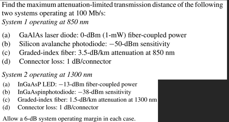 find the maximum attenuation limited transmission distance of the ...