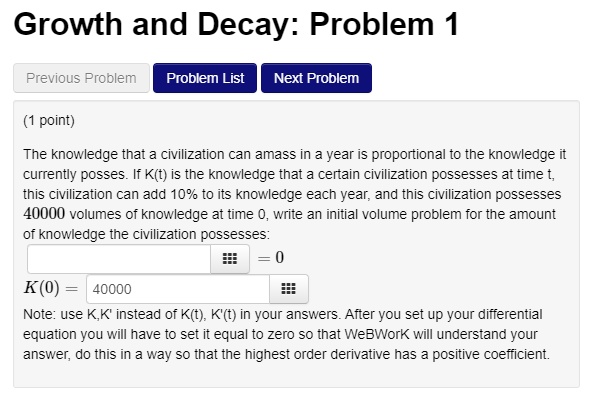 growth and decay problem 1 previous problem problem list next problem ... growth and decay problem 1 previous problem problem list next problem ...