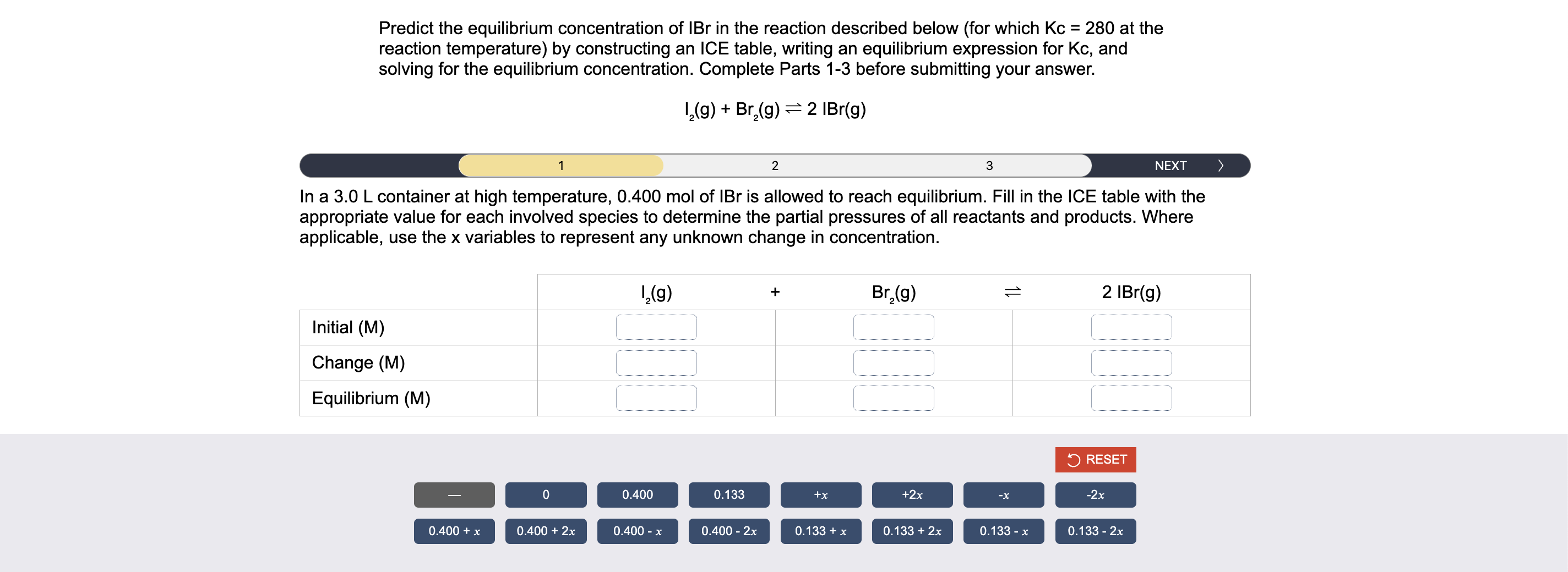 SOLVED: Predict the equilibrium concentration of IBr in the reaction ...