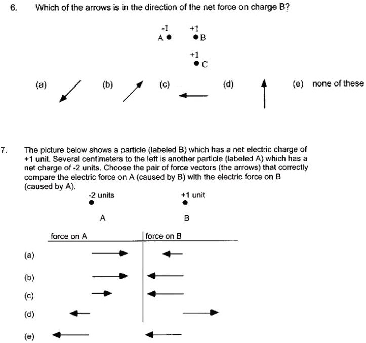 Which of the arrows is in the direction of the net force on charge B ...