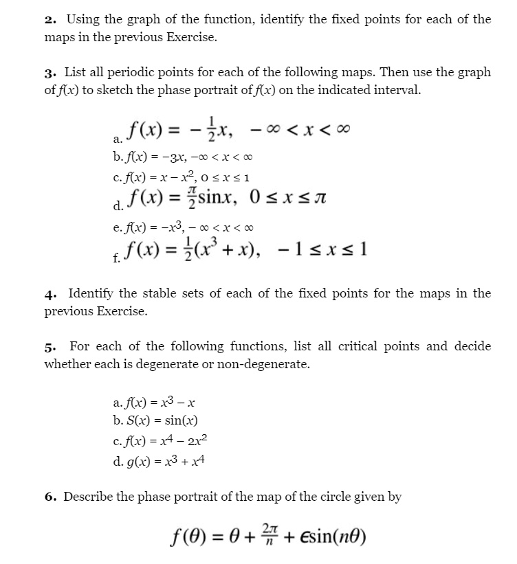 Solved Using The Graph Of The Function Identify The Fixed Points For Each Of The Maps In The