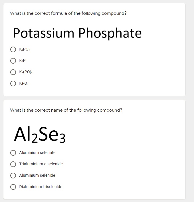 SOLVED: What is the correct formula of the following compound ...