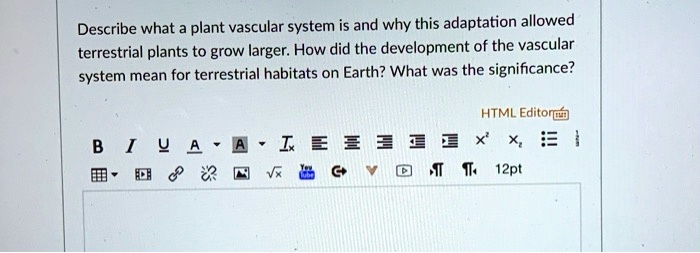 Describe what a plant vascular system is and why this adaptation ...
