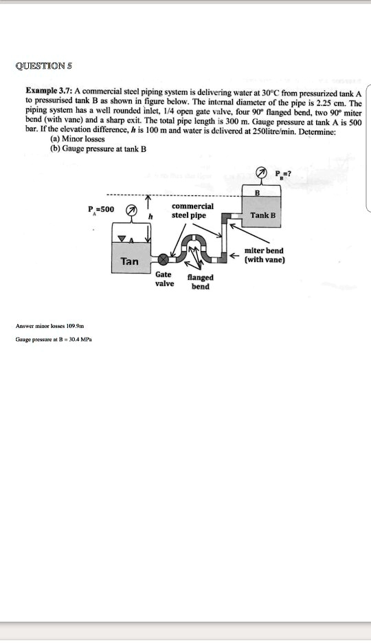 37 A Commercial Steel Piping System Is Delivering Water At 30c From Pressurized Tank A To