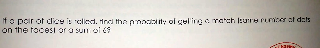 SOLVED: If a pair of dice is rolled, find the probability of getting a ...