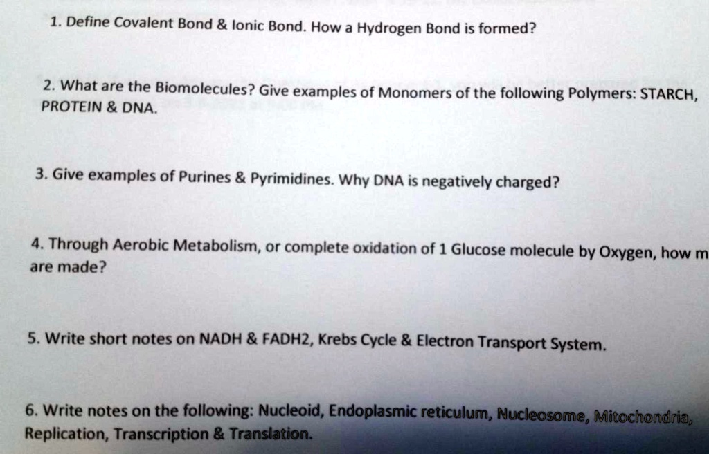 Define Covalent Bond Ionic Bond How Is A Hydrogen Bond Formed What Are The Biomolecules Give