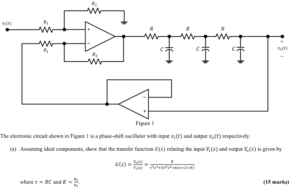 SOLVED: The electronic circuit shown in Figure 1 is a phase-shift ...
