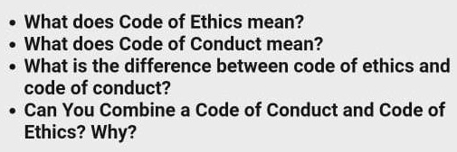 SOLVED: What does Code of Ethics mean? What does Code of Conduct mean ...