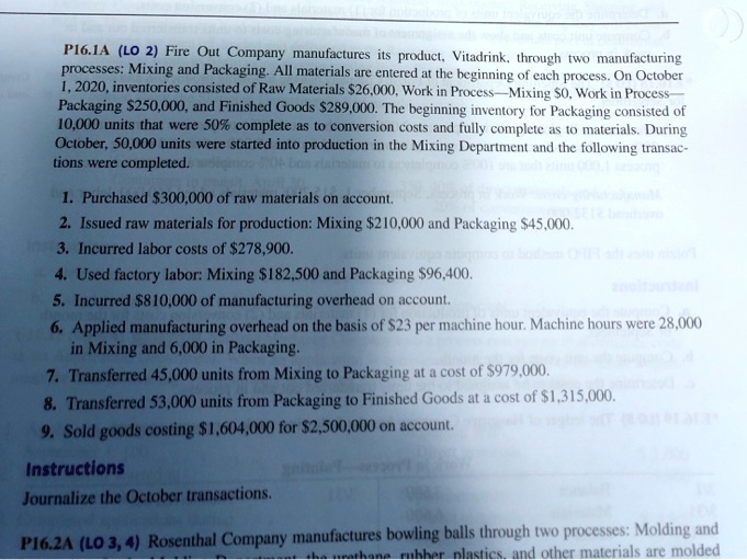 P16.1A (LO 2) Fire Out Company manufactures its product, Vitadrink ...