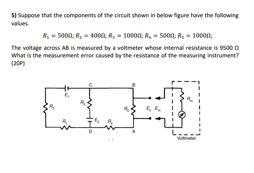 Suppose that the components of the circuit shown in the figure below have the following values ...