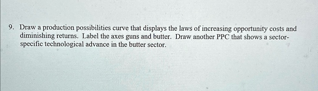 9. Draw a production possibilities curve that displays the laws of ...