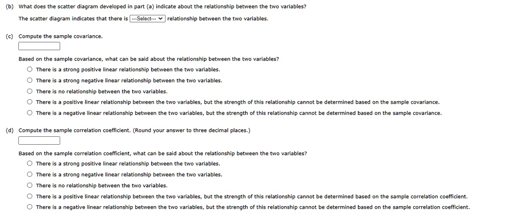 SOLVED:What does the scatter diagram developed in part (a) indicate ...
