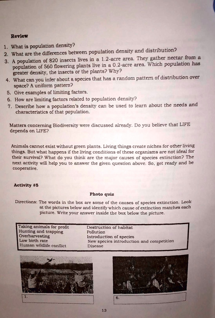 Review 1. What is population density? 2. What are the differences ...