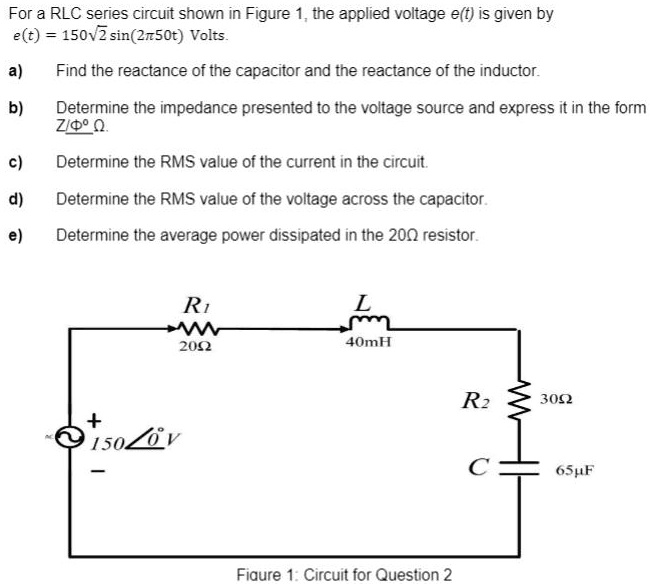 For a RLC series circuit shown in Figure 1, the applied voltage e(t) is ...