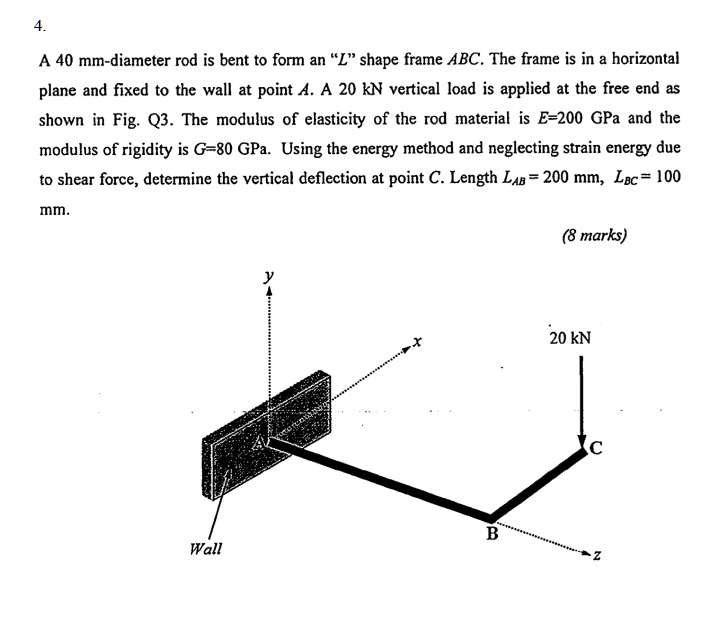 SOLVED: A 40 mm-diameter rod is bent to form an L-shaped frame ABC. The ...