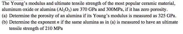 SOLVED: The Young's modulus and ultimate tensile strength of the most ...