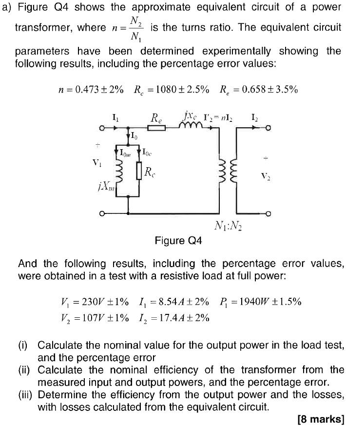 a fiaure q4 shows the approximate equivalent circuit of a powe n is the turns ratio the ...