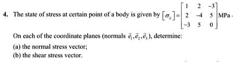 the state of stress at certain point of a body is given by s mpa on cch ...