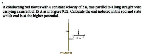 SOLVED: A conducting rod moves with a constant velocity of 3 m/s ...