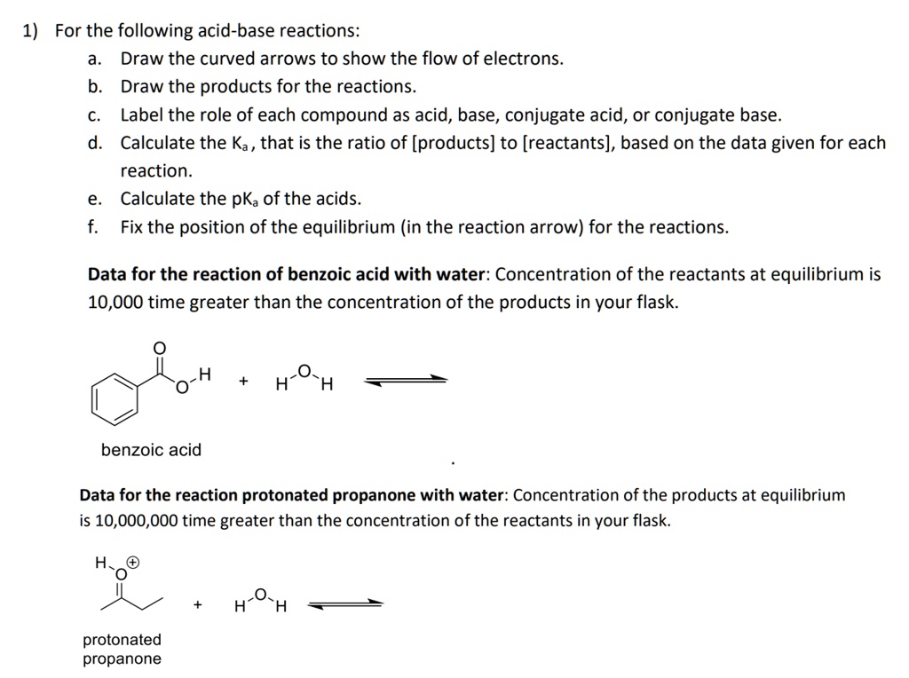 1 for the following acid base reactions draw the curved arrows to show ...