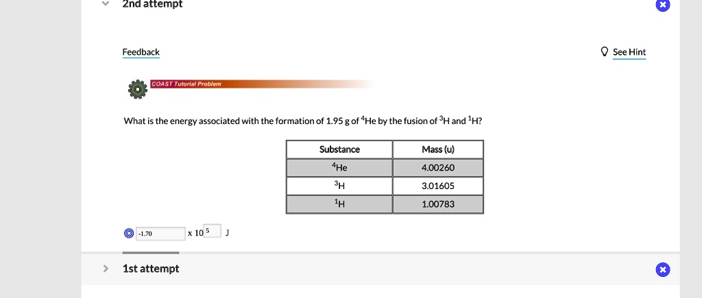 SOLVED: Second Attempt Feedback See Hint Coast Total Prob What is the ...