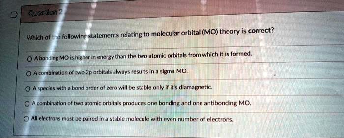 Question 2 Which Of The Following Statements Relating To Molecular