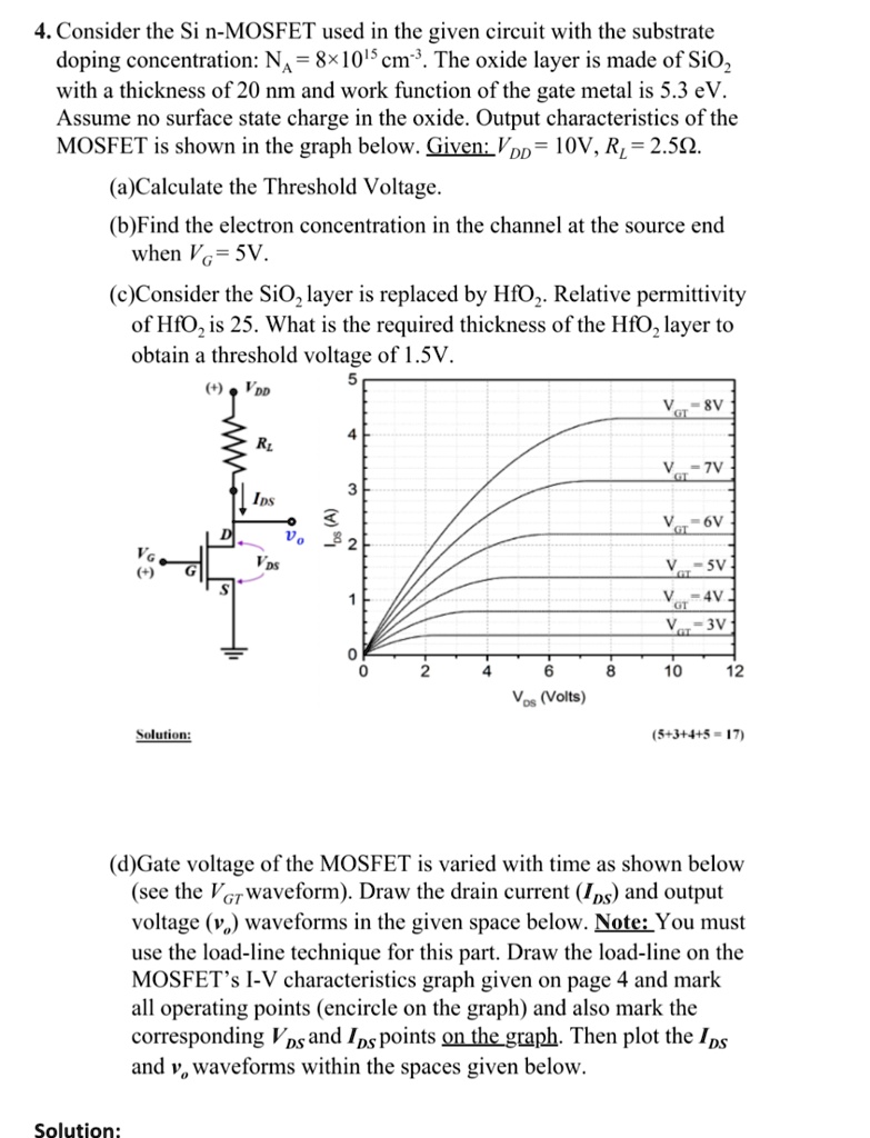 Solved Consider The Si N Mosfet Used In The Given Circuit With The