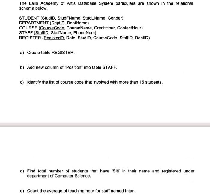 SOLVED: Text: Database design. Not familiar with SQL command on MS ...