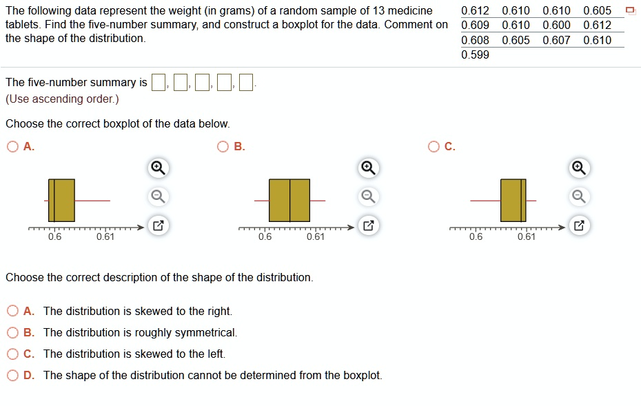 SOLVED: The following data represent the weight (in grams) of a random ...