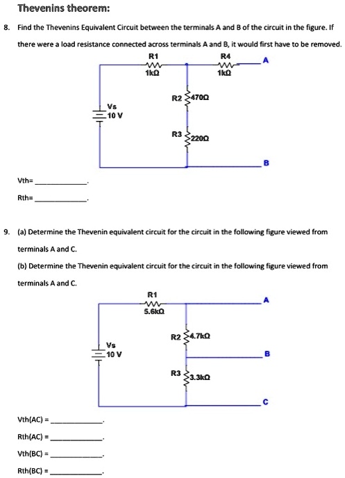 SOLVED: Thevenin's theorem: 8. Find the Thevenin's Equivalent Circuit between the terminals A ...
