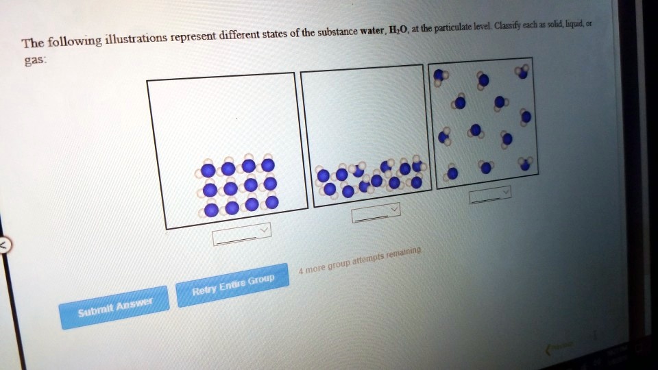 The following illustrations represent different states of the substance ...
