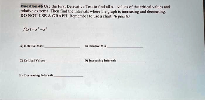 Texts: Question #6 Use the First Derivative Test to find all x-values ...