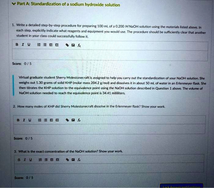 SOLVED: Part A: Standardization of a sodium hydroxide solution Write a detailed step-by-step ...