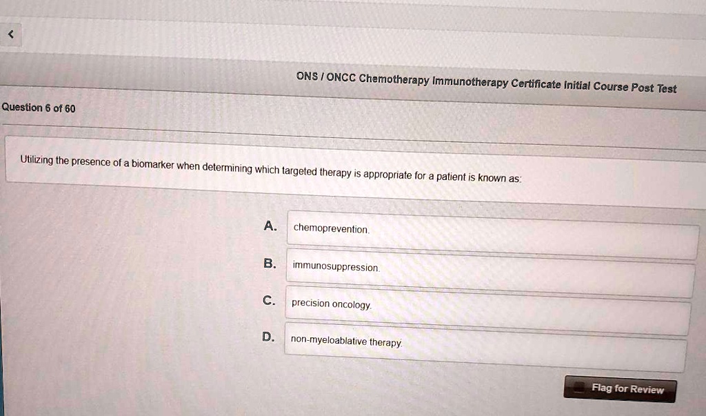 SOLVED: ONS/ONCC Chemotherapy Immunotherapy Certificate Initial Course ...