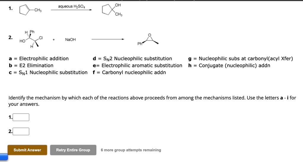 aqueous H2SO4 OH CH3 H NaOH a = Electrophilic addition d = SN2 ...