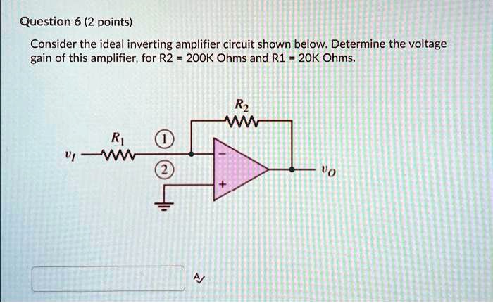 SOLVED: Question 6 (2 points) Consider the ideal inverting amplifier ... SOLVED: Question 6 (2 points) Consider the ideal inverting amplifier ...