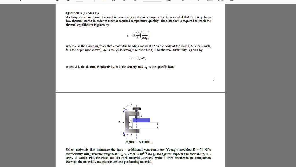 SOLVED: Question 3 (25 Marks) A clamp shown in Figure 1 is used in processing electronic ...