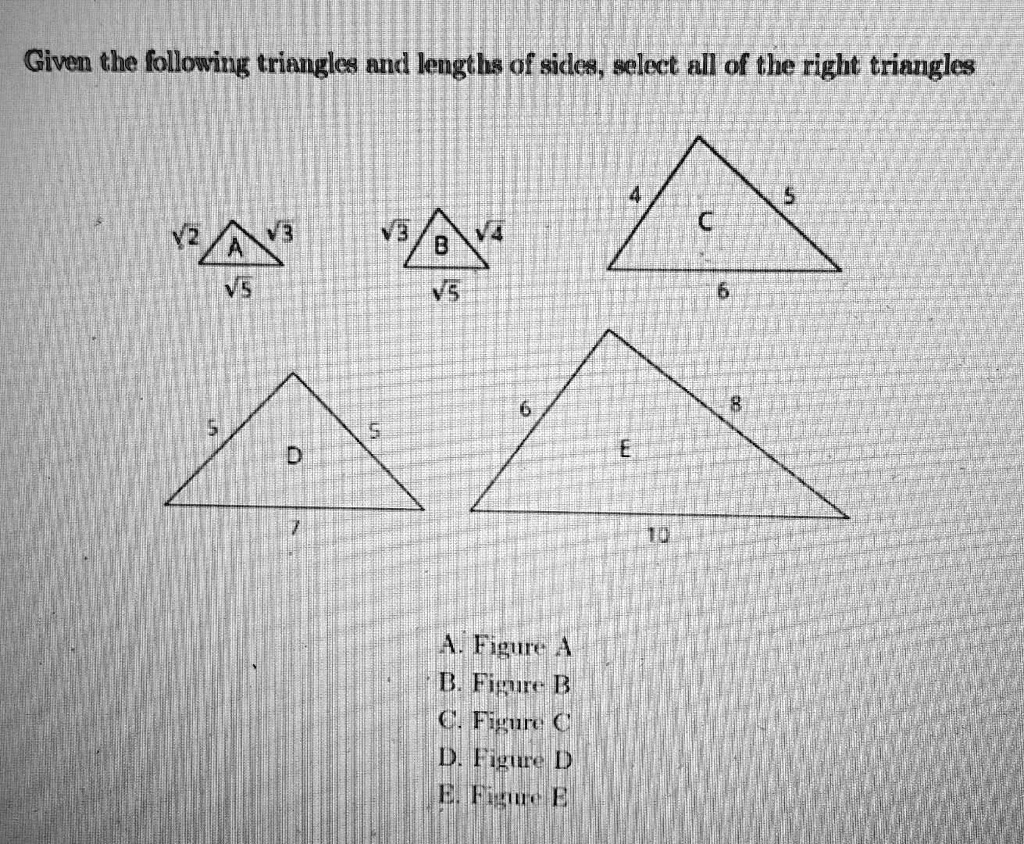 SOLVED: There are More than one answer. Given the following triangles ... SOLVED: There are More than one answer. Given the following triangles ...