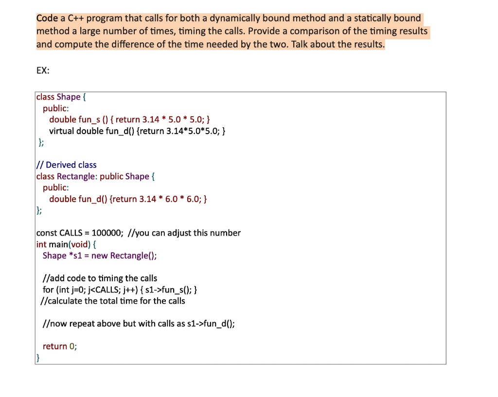 SOLVED: Text: Code a C++ program that calls for both a dynamically ...