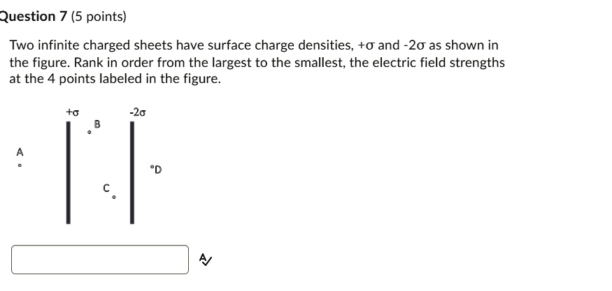 SOLVED: Question 7 (5 points) Two infinite charged sheets have surface ...