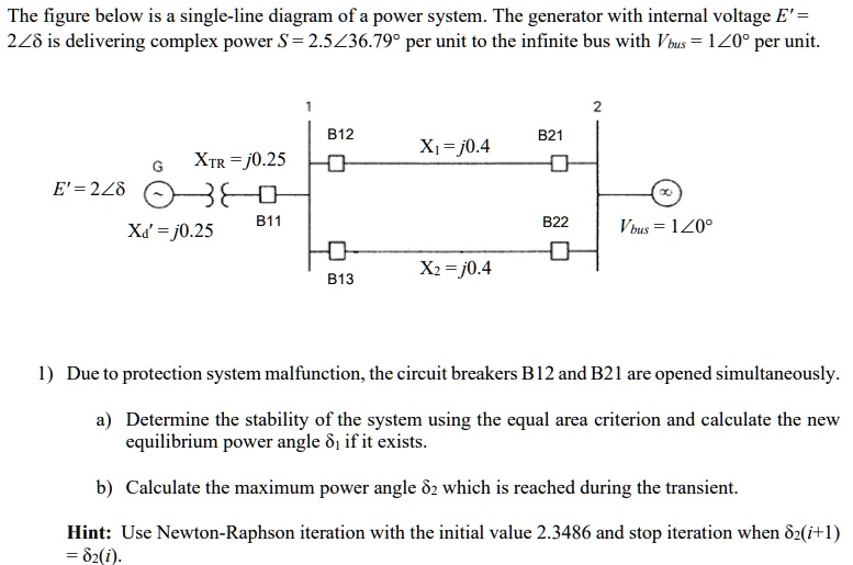 SOLVED: The figure below is a single-line diagram of a power system. The generator with internal ...