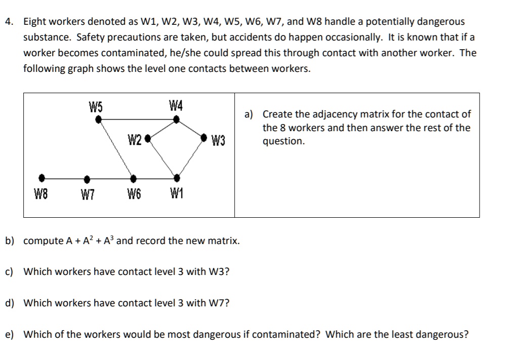 SOLVED: Eight workers denoted as W1, W2, W3, W4, W5, W6, W7, and W8 handle a potentially ...