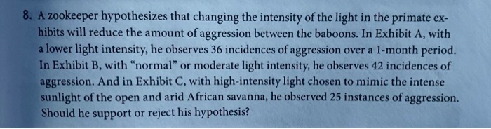 8. A zookeeper hypothesizes that changing the intensity of the light in ...
