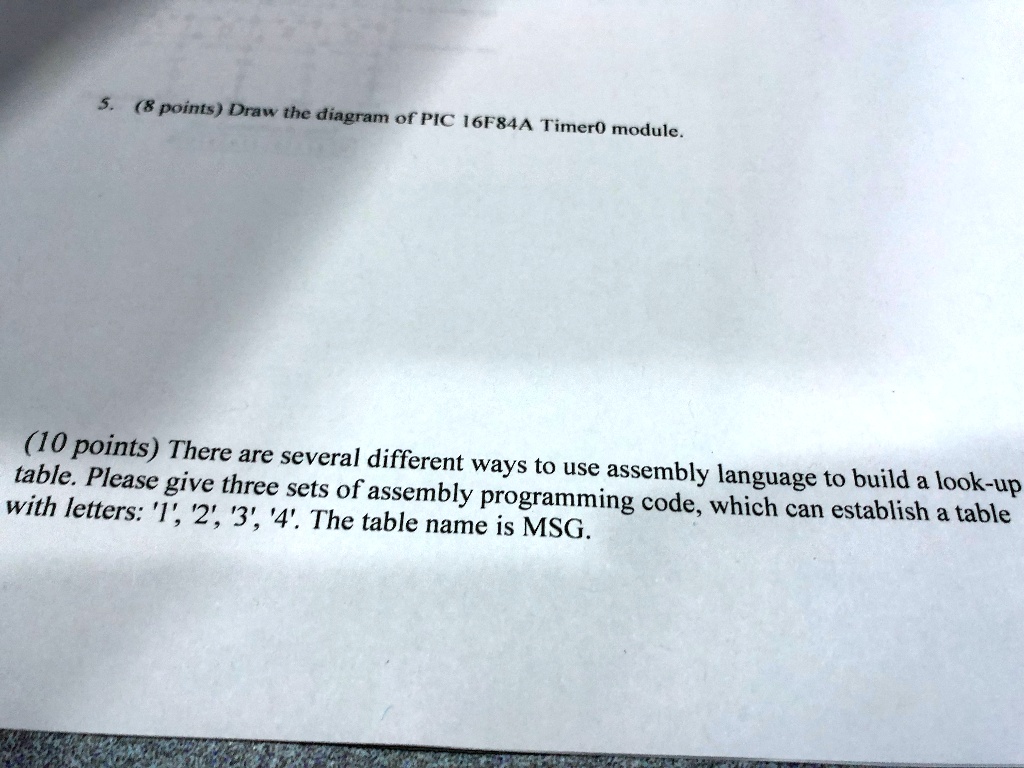 5. (8 points) Draw the diagram of PIC 16F84A Timer0 module. (10 points) There are several ...