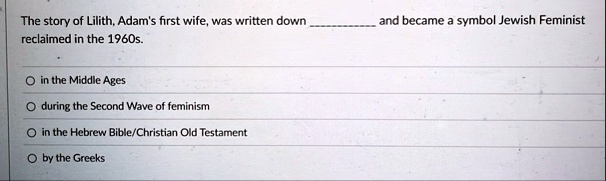 the story of lilith adams first wife was written down and became a ...