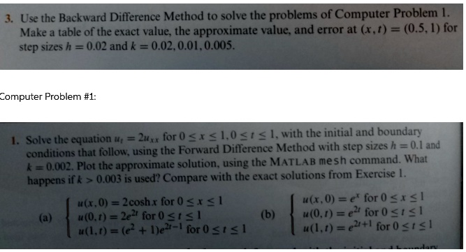 SOLVED: Only in MATLAB CODING ONLY and do not copy from other people code 3. Use the Backward ...