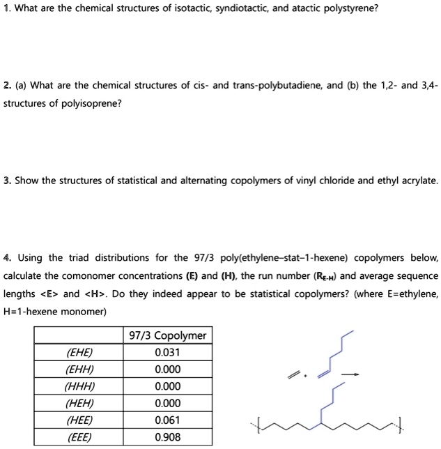 what are the chemical structures of isotactic syndiotactic and atactic ...