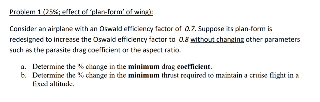 Solved Problem 1 25 Effect Of Plan Form Of Wing Consider An